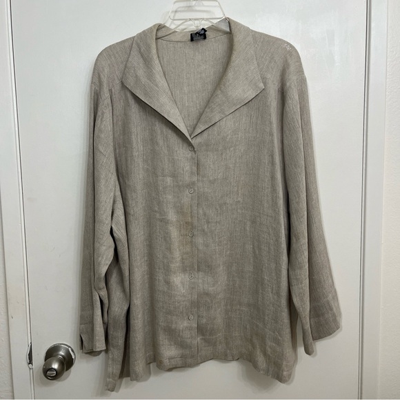 Eileen Fisher | Tops | Eileen Fisher Beige Linen Top 3x | Poshmark